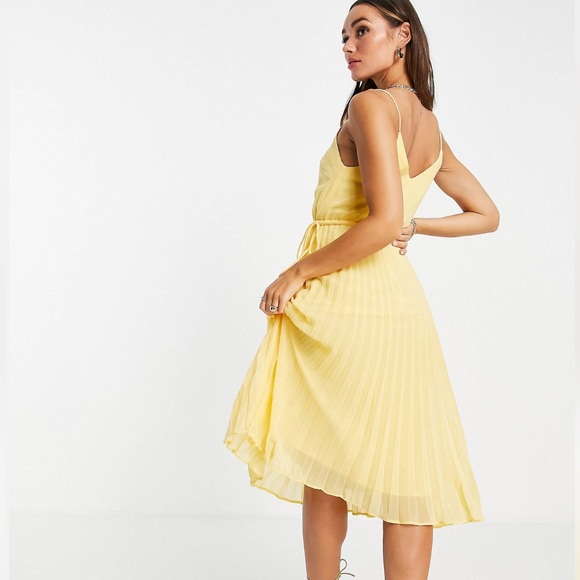 ASOS | Dresses | Asos Ddesign Pleated Cami Midi Dress With Drawstring Waist | Poshmark